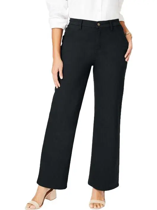 JESSICA LONDON True Fit Stretch Denim Wide Leg Jean - Black