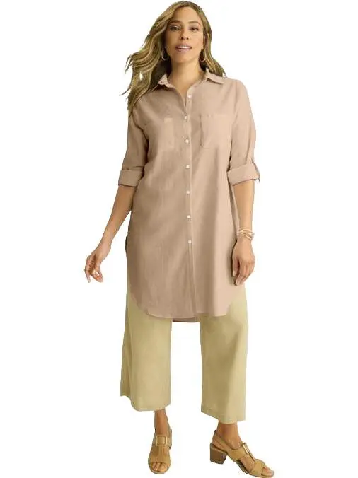 JESSICA LONDON Linen Tunic - New Khaki