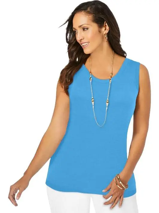 JESSICA LONDON Scoop-neck Sweater Tank - French Blue