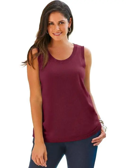 JESSICA LONDON Scoop-neck Sweater Tank - Merlot