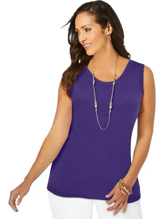 JESSICA LONDON Scoop-neck Sweater Tank - Midnight Violet