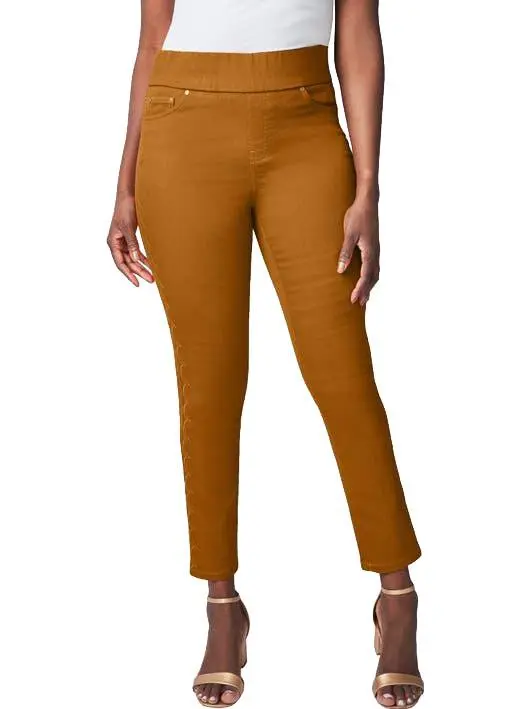 JESSICA LONDON Comfort Waist Scalloped Ankle Jeans - Clove