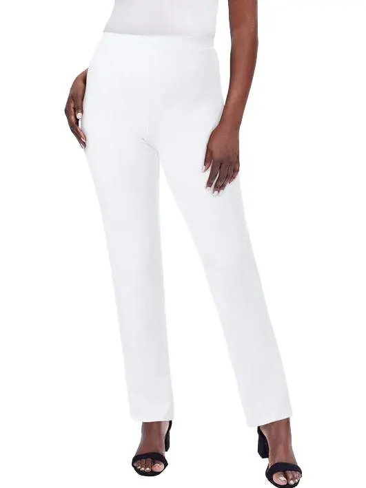 JESSICA LONDON Everyday Stretch Cotton Straight Leg - White