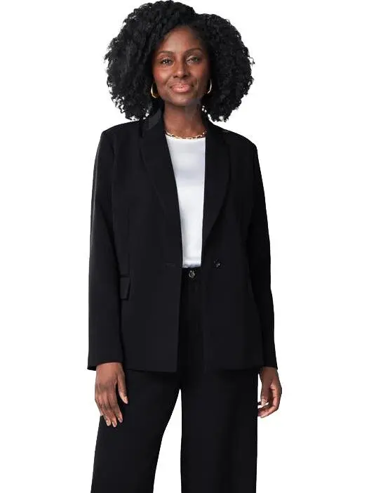 JESSICA LONDON Bi-stretch Shaped Blazer - Black