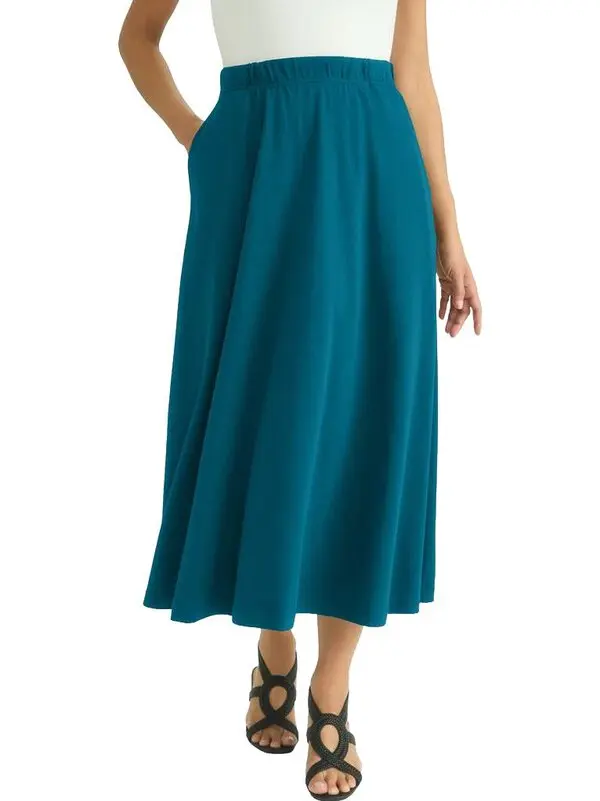 JESSICA LONDON Soft Ease Midi Skirt - Deep Teal