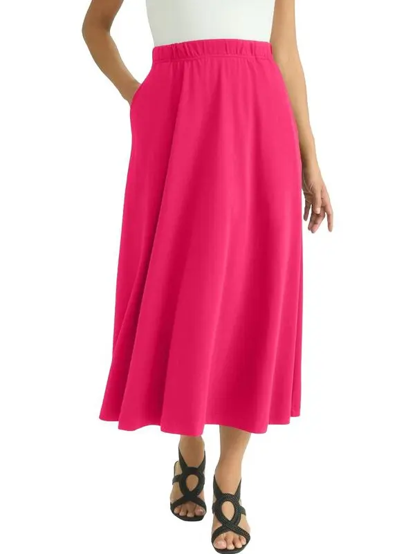 JESSICA LONDON Soft Ease Midi Skirt - Pink Burst