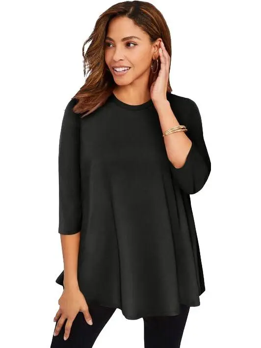 JESSICA LONDON Stretch Knit Swing Tunic - Black
