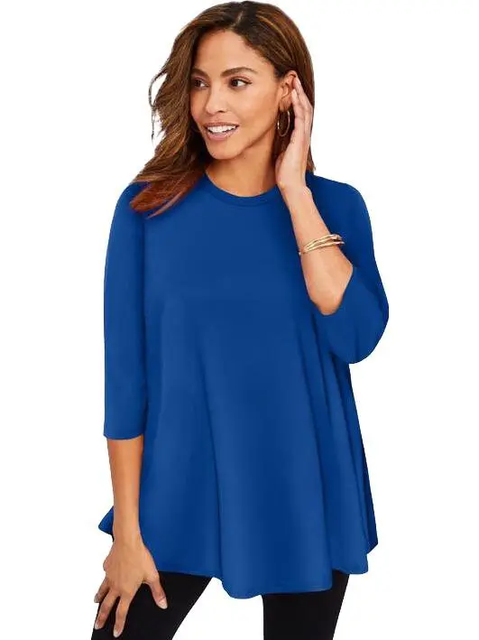 JESSICA LONDON Stretch Knit Swing Tunic - Dark Sapphire