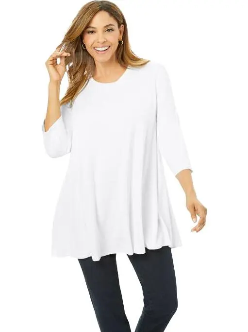 JESSICA LONDON Stretch Knit Swing Tunic - White