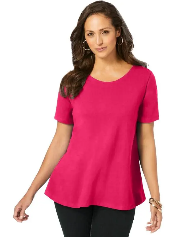 JESSICA LONDON Stretch Cotton Trapeze Tee - Pink Burst