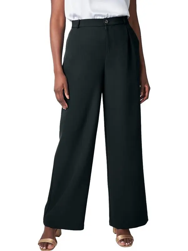 JESSICA LONDON Bi-stretch Wide Leg Pant - Black