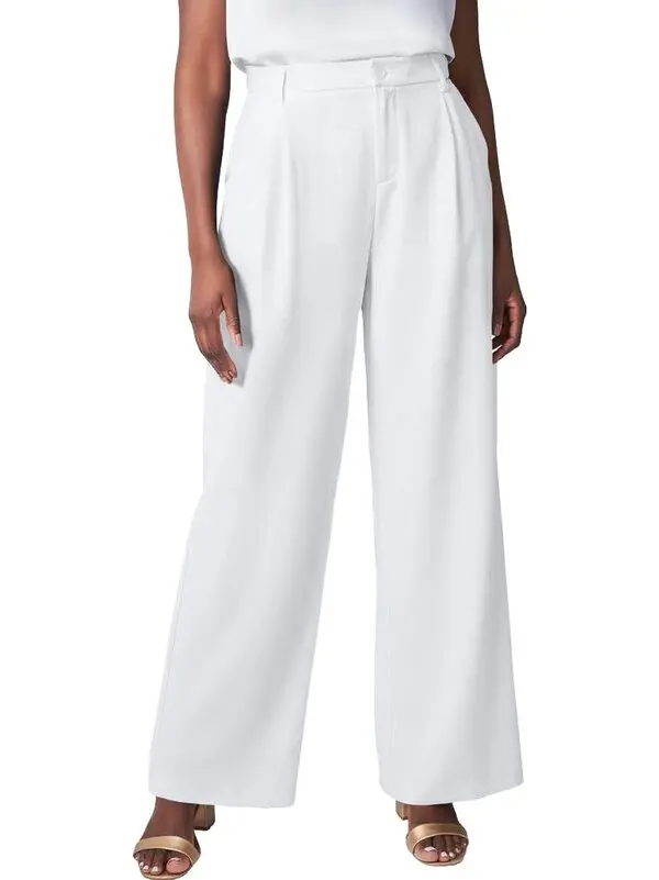 JESSICA LONDON Bi-stretch Wide Leg Pant - White