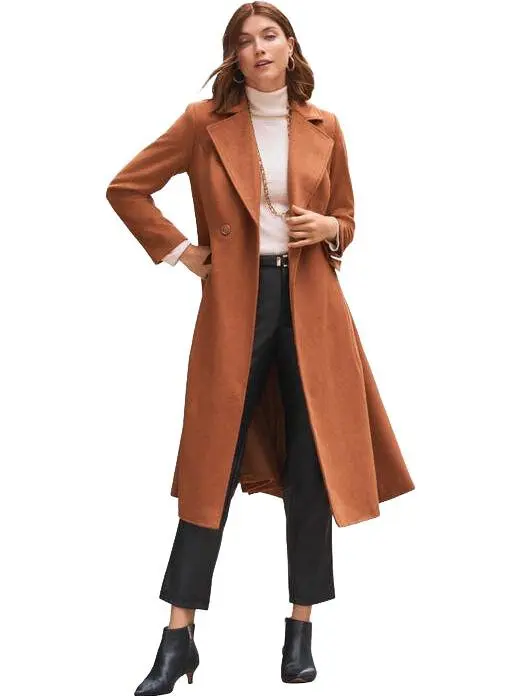 JESSICA LONDON Trapeze Wool-blend Coat - Cognac