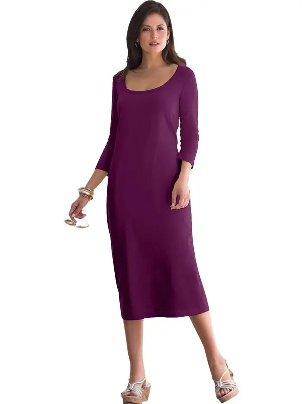 JESSICA LONDON Stretch Cotton T-shirt Dress - Dark Berry