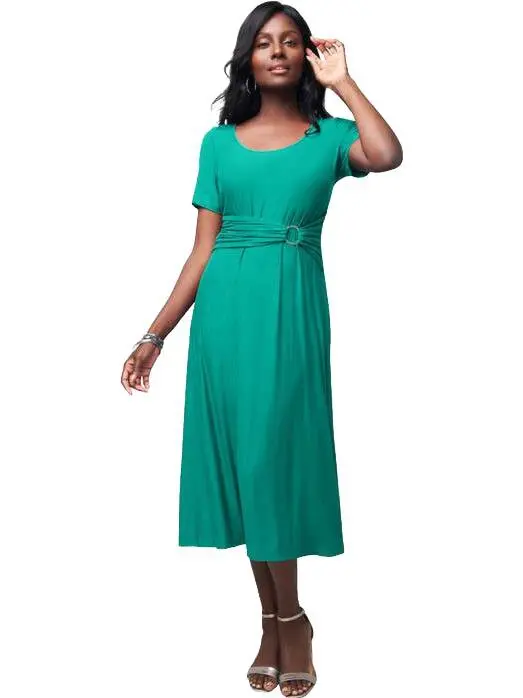 JESSICA LONDON Buckle Midi Dress - Aqua Sea