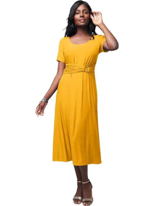 JESSICA LONDON Buckle Midi Dress - Sunset Yellow