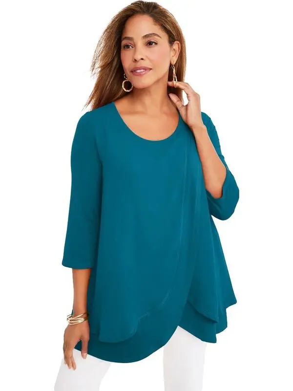 JESSICA LONDON Double-layer High-low Tunic - Deep Teal