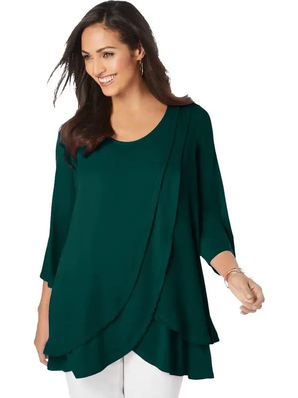 JESSICA LONDON Double-layer High-low Tunic - Emerald Green