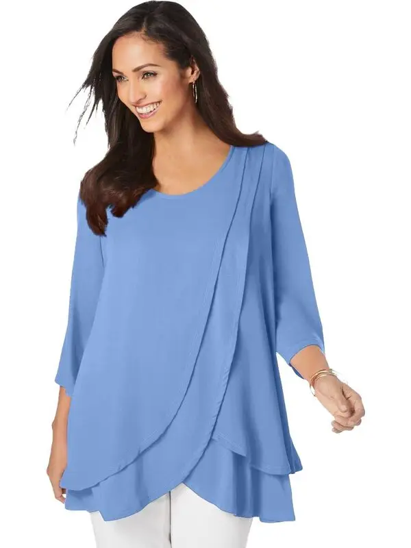 JESSICA LONDON Double-layer High-low Tunic - French Blue