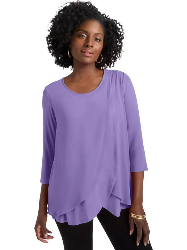 JESSICA LONDON Double-layer High-low Tunic - Vintage Lavender