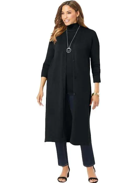 JESSICA LONDON Fine Gauge Duster Cardigan - Black