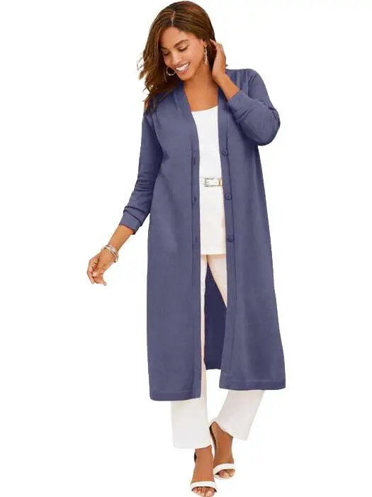 JESSICA LONDON Fine Gauge Duster Cardigan - Deep Dusk