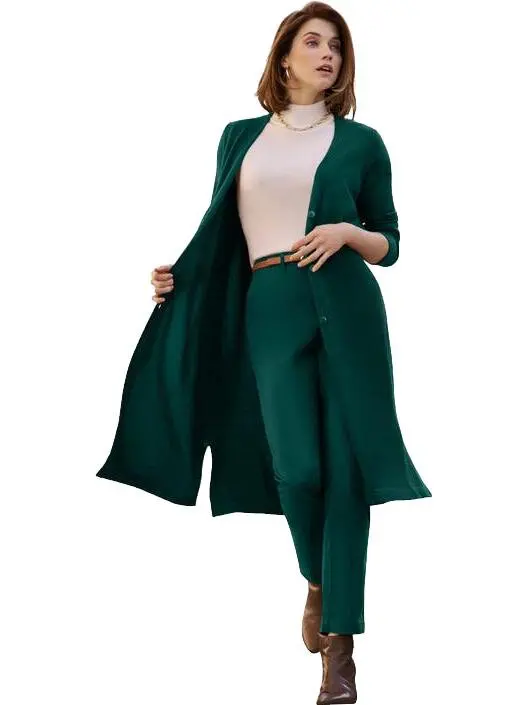 JESSICA LONDON Fine Gauge Duster Cardigan - Emerald Green