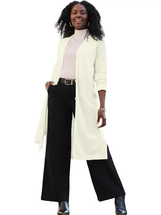 JESSICA LONDON Fine Gauge Duster Cardigan - Ivory