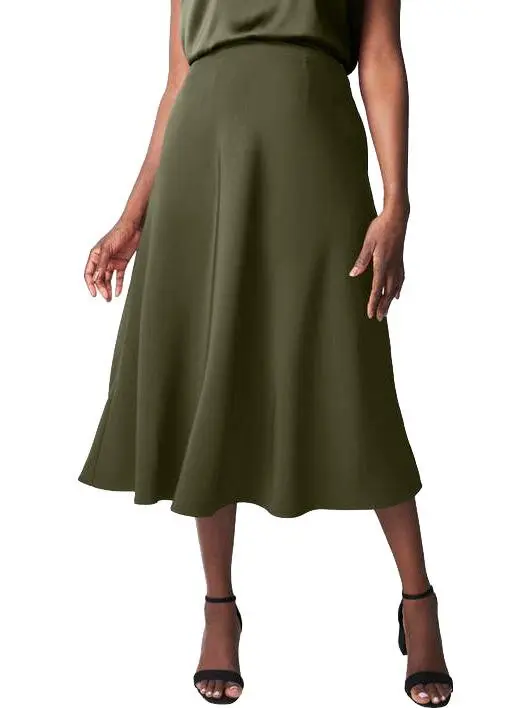 JESSICA LONDON Bi-stretch Swing Skirt - Dark Olive Green