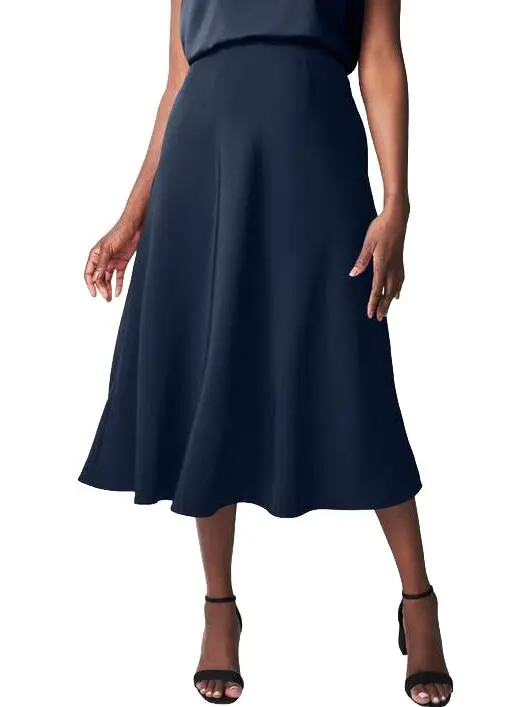 JESSICA LONDON Bi-stretch Swing Skirt - Navy