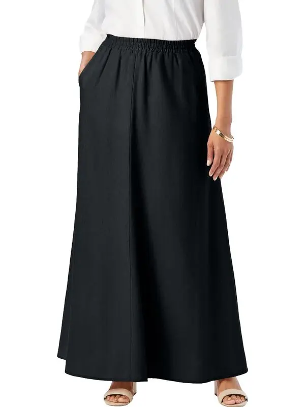 JESSICA LONDON Linen Maxi Skirt - Black