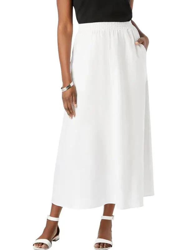 JESSICA LONDON Linen Maxi Skirt - White