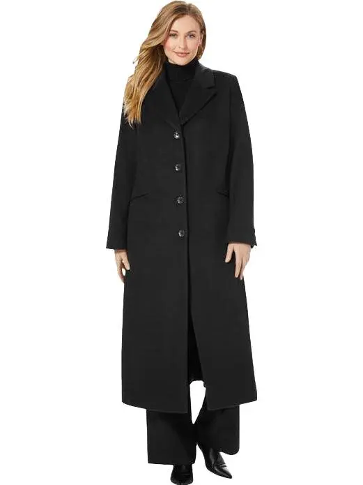 JESSICA LONDON Full Length Wool-blend Coat - Black