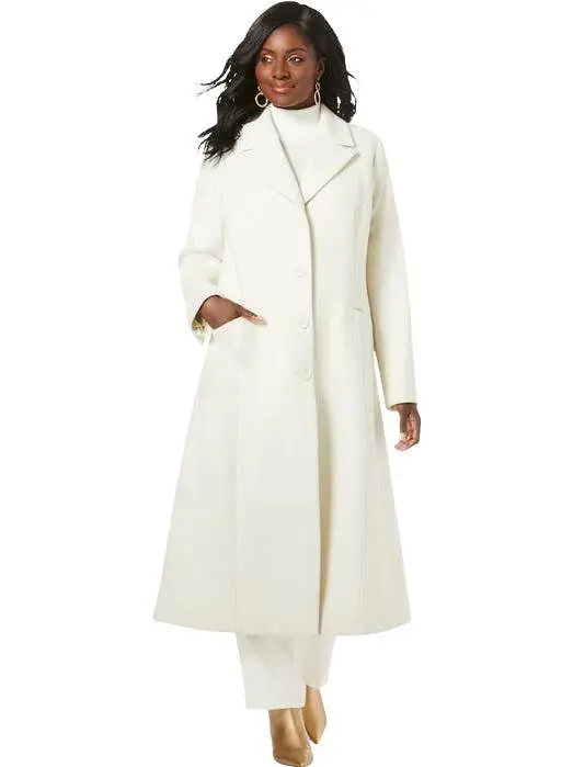 JESSICA LONDON Full Length Wool-blend Coat - Ivory