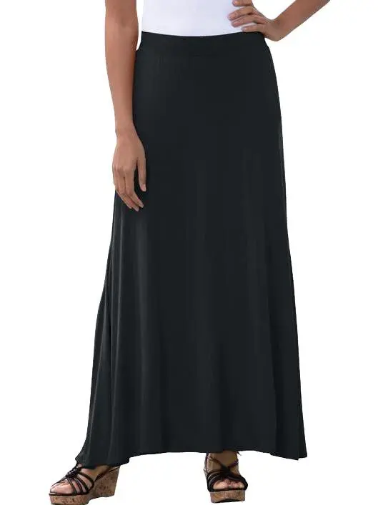 JESSICA LONDON Stretch Knit Maxi Skirt - Black