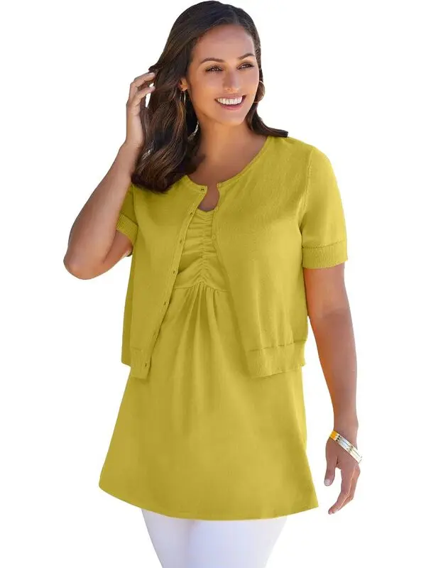 JESSICA LONDON Jewel-neck Shrug - Golden Citrus