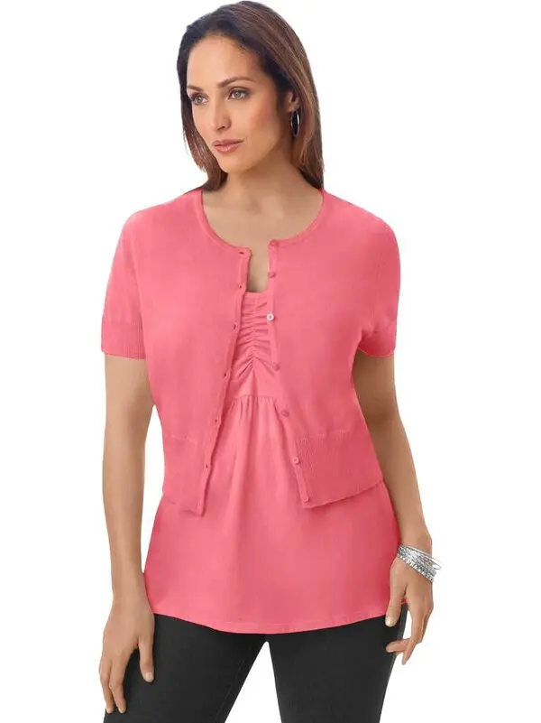 JESSICA LONDON Jewel-neck Shrug - Tea Rose