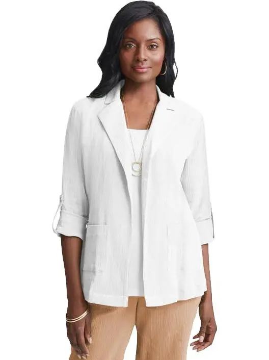 JESSICA LONDON Gauze Relaxed Blazer - White