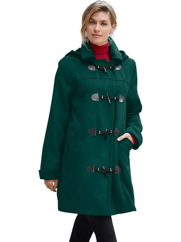 JESSICA LONDON Hooded Wool Coat - Emerald Green