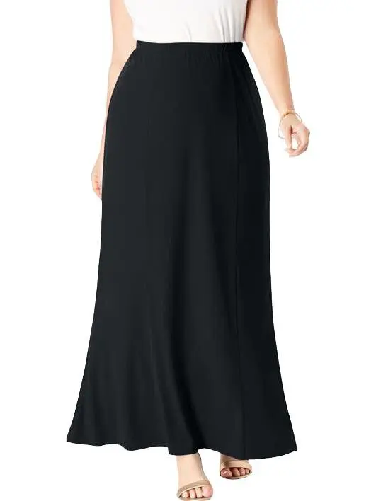 JESSICA LONDON Stretch Knit Maxi Skirt - Black