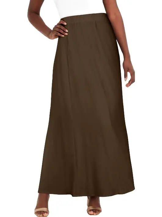 JESSICA LONDON Stretch Knit Maxi Skirt - Chocolate