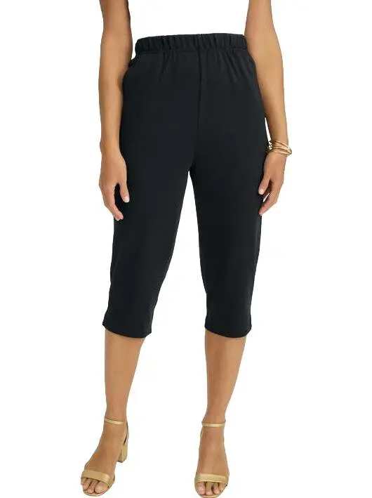 JESSICA LONDON Soft Ease Capri Pants - Black