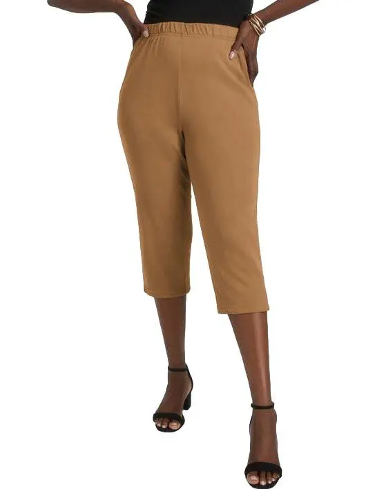 JESSICA LONDON Soft Ease Capri Pants - Brown Maple