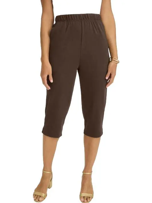 JESSICA LONDON Soft Ease Capri Pants - Chocolate