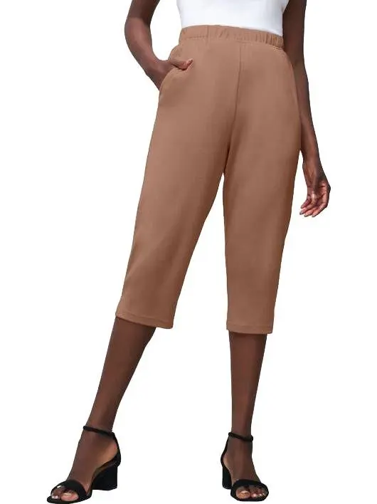JESSICA LONDON Soft Ease Capri Pants - Creamy Mocha