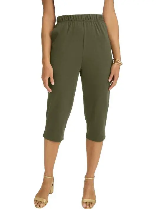 JESSICA LONDON Soft Ease Capri - Dark Olive Green