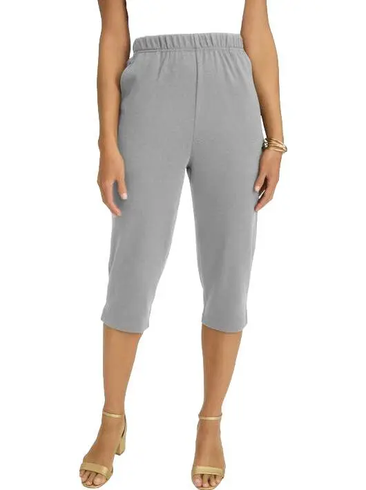JESSICA LONDON Soft Ease Capri Pants - Medium Heather Grey