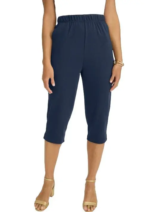 JESSICA LONDON Soft Ease Capri Pants - Navy