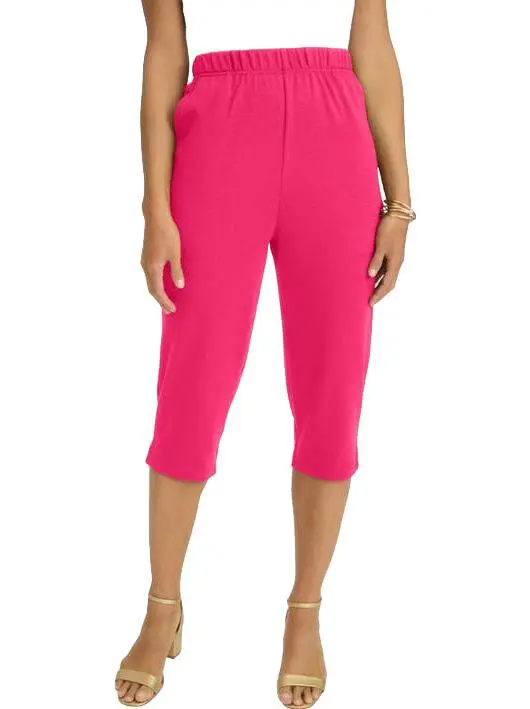 JESSICA LONDON Soft Ease Capri Pants - Pink Burst