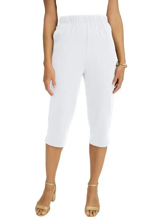 JESSICA LONDON Soft Ease Capri Pants - White